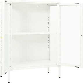 Příborník bílý 75 x 35 x 105 cm ocel a sklo 336071