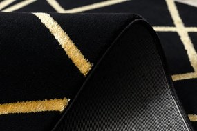 Dywany Łuszczów, Kusový koberec Gloss 406C 86 geometric black/gold, 80x150, černá, chodba / předsíň