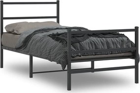 vidaXL Kovový rám postele s hlavovým a nožním čelem 90 x 190 cm [355424] Barva: Černá