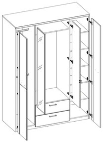 Skříň se zrcadlem 4d2s dub navarra Doorset