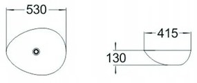 Keramické umyvadlo na desku MEXEN LORENA  53x41 cm bílé