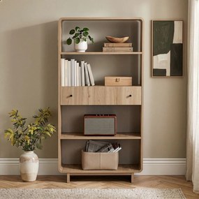 Knihovna v dekoru dubu ve světle přírodní barvě 78x153x34 cm Senza – Nordure