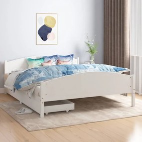 Rám postele se 4 zásuvkami bílý masivní borovice 140 x 200 cm,  3060484 HangarStore.cz