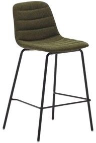 Tmavě zelená čalouněná barová židle Kave Home Zunilda 65 cm