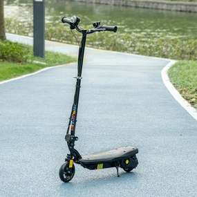 HOMCOM 120W Skládací elektrická koloběžka pro děti 7-14 let, max. rychlost 12 km/h, dojezd 10 km, černá