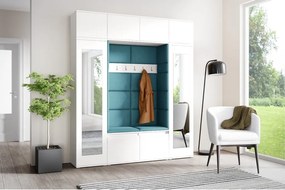 Eka Předsíňová stěna s čalouněnými panely Trinity 32 - Bílá / Azurová 2313