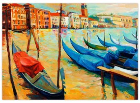 Obraz - Přístav v Benátkách (70x50 cm)