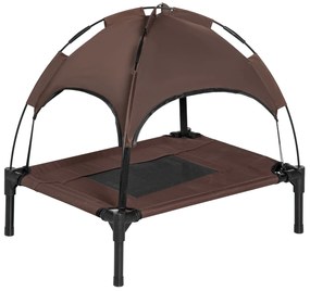 PawHut Pet Bed Outdoor with Canopy Raised Dog Bed, Breathable Taffeta Fabric, Coffee, 61x46x62cm| Aosom