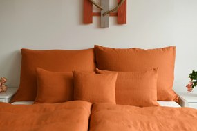 Nelly Lněný povlak na polštář - oranžový Rozměr: 50/50 CM ZIP