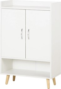 HOMCOM Moderní botník se 2 dveřmi a 4 policemi pro 12 párů bot, ideální do předsíně, obývacího pokoje, ložnice 60x30x92 cm Bílý