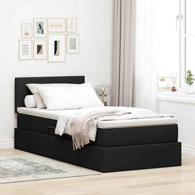 Postel s úložným prostorem a matrací Černá 90 x 190 cm Samet 3370478