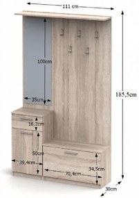 Kondela Předsíňová sestava, dub sonoma, NOKO-SINGA 04