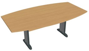 Stůl jednací sud 200 cm - Hobis Cross CJ 200 Dekor stolové desky: buk, Dekor lamino podnože: buk, Barva nohou: černá