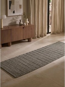 Tmavě šedý/tmavě hnědý ručně tkaný vlněný běhoun 80x250 cm Camden Parker – Ted Baker