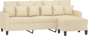 3místná pohovka s podnožkou krémová 180 cm textil 3201091