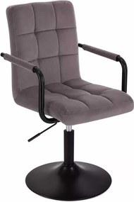 LuxuryForm DESIGN Otočná židle VERONA BLACK VELUR na černém talíři - tmavě šedá