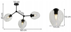 Stropní svítidlo Praga Dna, 3x skleněné stínítko (mix 3 barev)