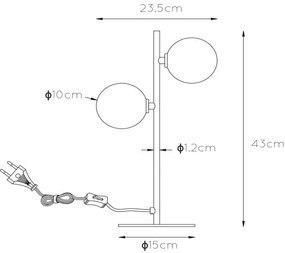 Lucide 45574/02/30 - Stolní lampa TYCHO 2xG9/28W/230V černá