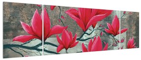 Obraz červených květů (170x50 cm)