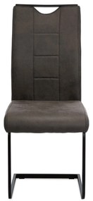 AUTRONIC Jídelní židle, šedá látka v dekoru vintage kůže, kov - černý lak