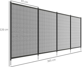 Outsunny plot pro jezírko 365 x 126 cm zahradní plot sada 4 dekorativních plotů pro bazén s podstavcem zásuvný plot pro terasu balkon pletivo černá |…