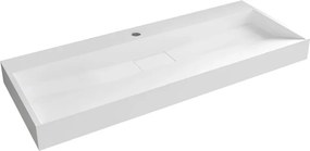 CERANO - Umyvadlo z litého mramoru Vita - nástěnné i na desku - otvor pro baterii - bílá matná - 120x46 cm, CER-CER-8050BD6941