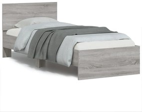 Rám postele s čelem šedý sonoma 90 x 200 cm kompozitní dřevo - Default Title