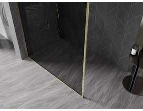 Mexen, Mexen Kioto-XF sprchová stěna s rámem 90 x 202 cm, grafit 10 mm, zlatý kartáč - 800-090-104-55-40-X