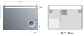 Sapho, ASTRO LED podsvícené zrcadlo 1000x700mm, kosmetické zrcátko, MIRL4