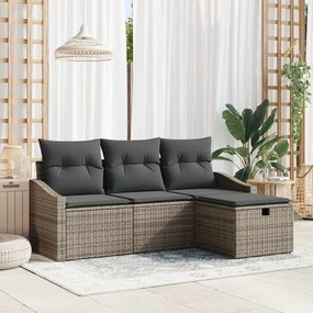 Set pohovek 4 ks Šedá polyratan 3359248