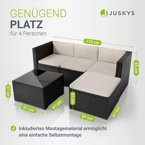 Juskys Polyratanová zahradní souprava Punta Cana Barva: krémová / písková, Velikost: L