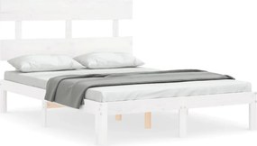 Rám postele s čelem bílý Small Double masivní dřevo 3193502