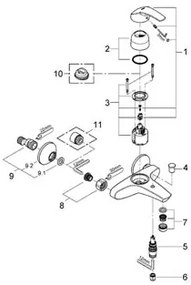 GROHE EUROSMART NEW vanová baterie nástěnná R15cm bez příslušenství, chrom