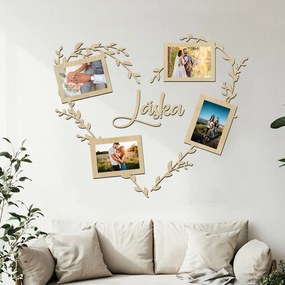 dřevo života Dřevěný fotorámeček na více fotografií Srdce lásky Zvolte barvu dekoru: Javor, Zvolte velikost fotografie (cm): 10x15