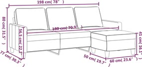 3místná pohovka s podnožkou krémová 180 cm textil 3201039