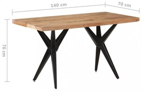 Jídelní stůl masivní dřevo / ocel Dekorhome 140x70x76 cm