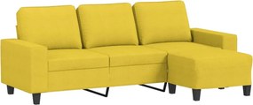 3místná pohovka s podnožkou světle žlutá 180 cm textil 3201156