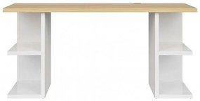 Denton psací stůl BIU/160, bílý lesk/dub polský
