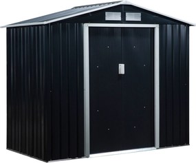 Outsunny kůlna na nářadí zahradní kůlna zahradní kůlna s rámem podlahy a posuvnými dveřmi ocelová odolná proti povětrnostním vlivům uhlíkově šedá 213…
