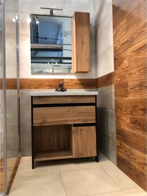 Lavedo Bronx Wotan Oak 80 – závěsná koupelnová galerka se zrcadlem a LED osvětlením | Lavedo by Aplomo