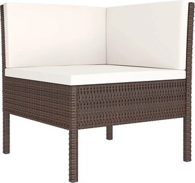 5dílná zahradní sedací souprava s poduškami polyratan hnědá 3094363