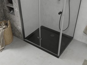 Mexen Lima, sprchový kout se skládacími dveřmi 90 (dveře) x 120 (stěna) cm, 6mm čiré sklo, černý profil + slim sprchová vanička černá s černým sifonem, 856-090-120-70-00-4070B