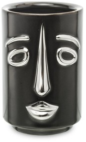 Černá váza se stříbrným obličejem 131502