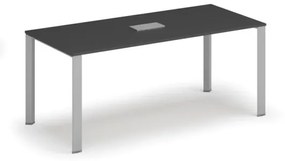 Stůl INFINITY 1800 x 900 x 750, grafit + stolní zásuvka TYP III, stříbrná