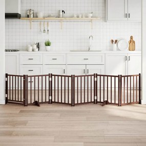 vidaXL Zábrana pro psy s dvířky skládací 6 panelů 300 cm jedle [352285] Barva: hnědý dub