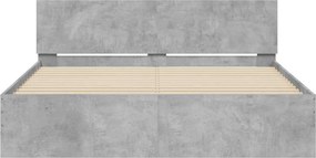 Rám postele s čelem a LED osvětlením betonově šedý 150 x 200 cm 3207605