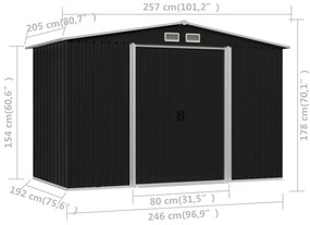 vidaXL Marketos Zahradní domek na nářadí antracitový ocel 257 x 205 x 178 cm