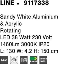 Závěsné LED svítidlo NOVA LUCE LINE 38W 3000K 9117338