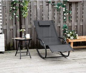 Ergonomická houpací křeslo Outsunny s opěrkou hlavy, pozinkované kovové opěrky, textilene, rozměry 63Š x 160H x 88V cm