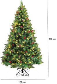 Umělý vánoční stromek s 320 LED diodami, teplý bílý, 210 cm